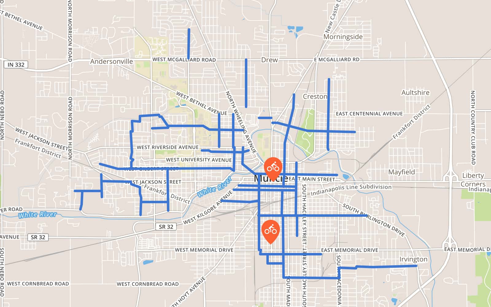 Muncie Bike Friendly Streets & Shops by BriGarrison · MapHub