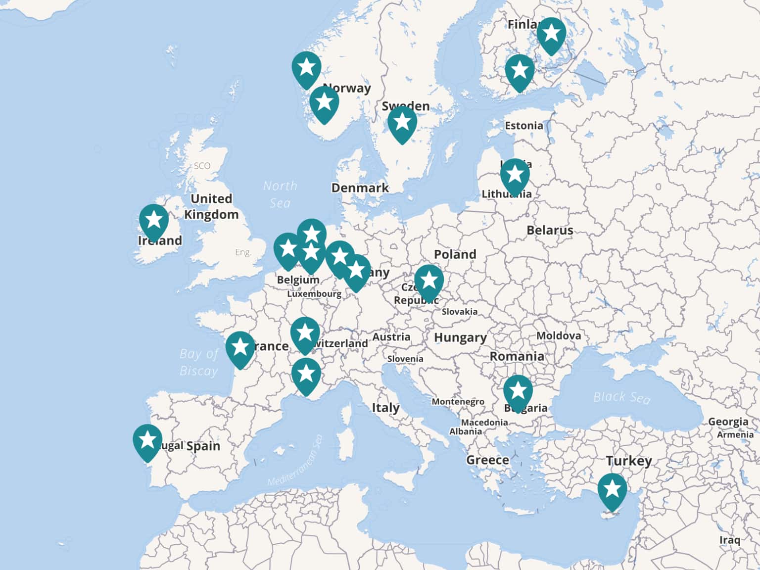 Erasmus+ destinations by Dbravery · MapHub