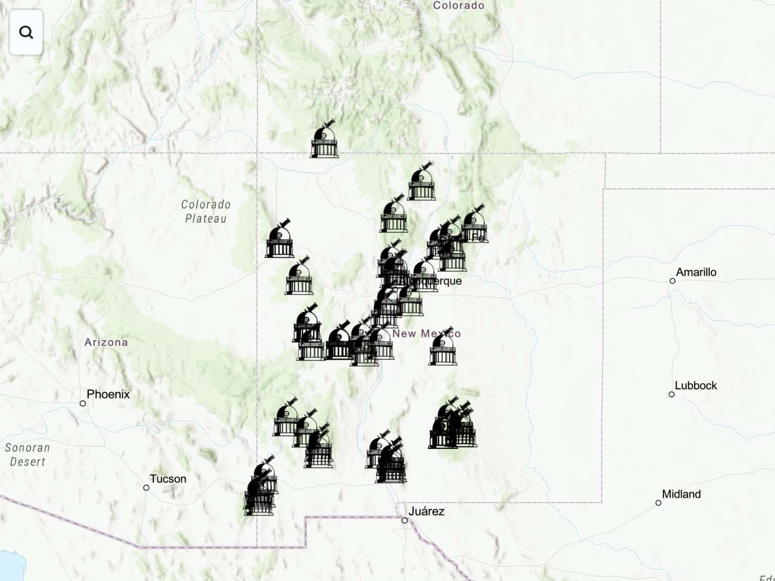 New Mexico Observatories by newplanetarium · MapHub