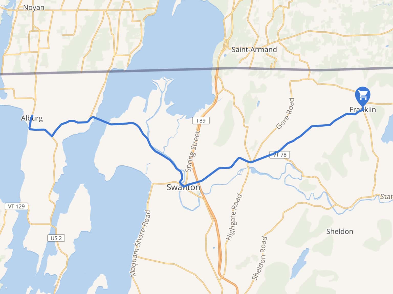 Alburgh to Vermont Maple Gift Shoppe by VMGS · MapHub