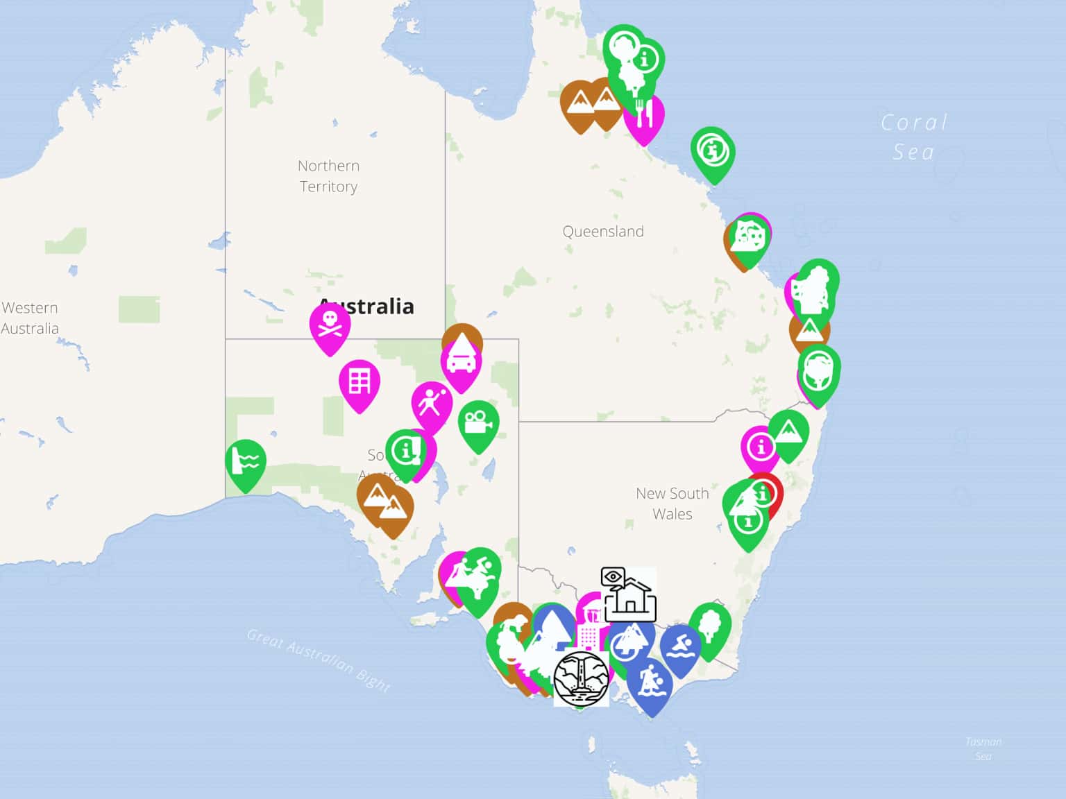 My Travel of Australia (NSW, VIC, SA) by Evolution · MapHub